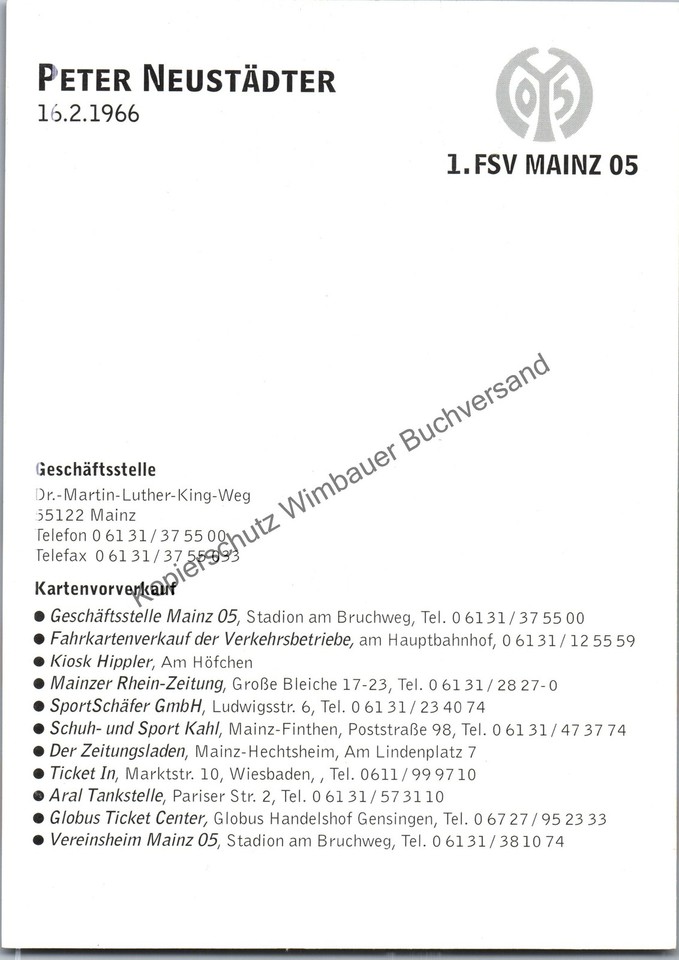 Original Autogramm Peter Neustädter Mainz 05 /// Autograph signiert ...
