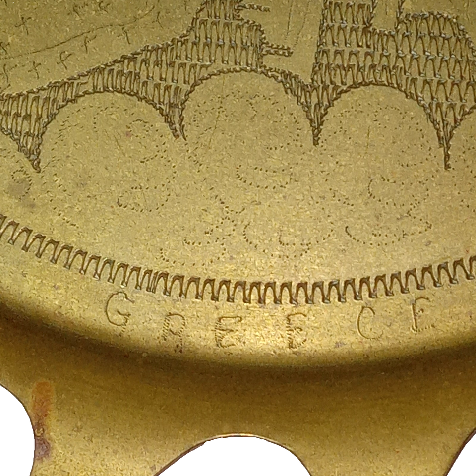 Greek Engraved Brass Plate Signed Wall Hanger Angel Clouds Celestial ...