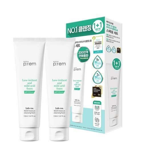 Makeprem Safe Me Relief Moisture Cleansing Foam 150ml + 150ml | eBay