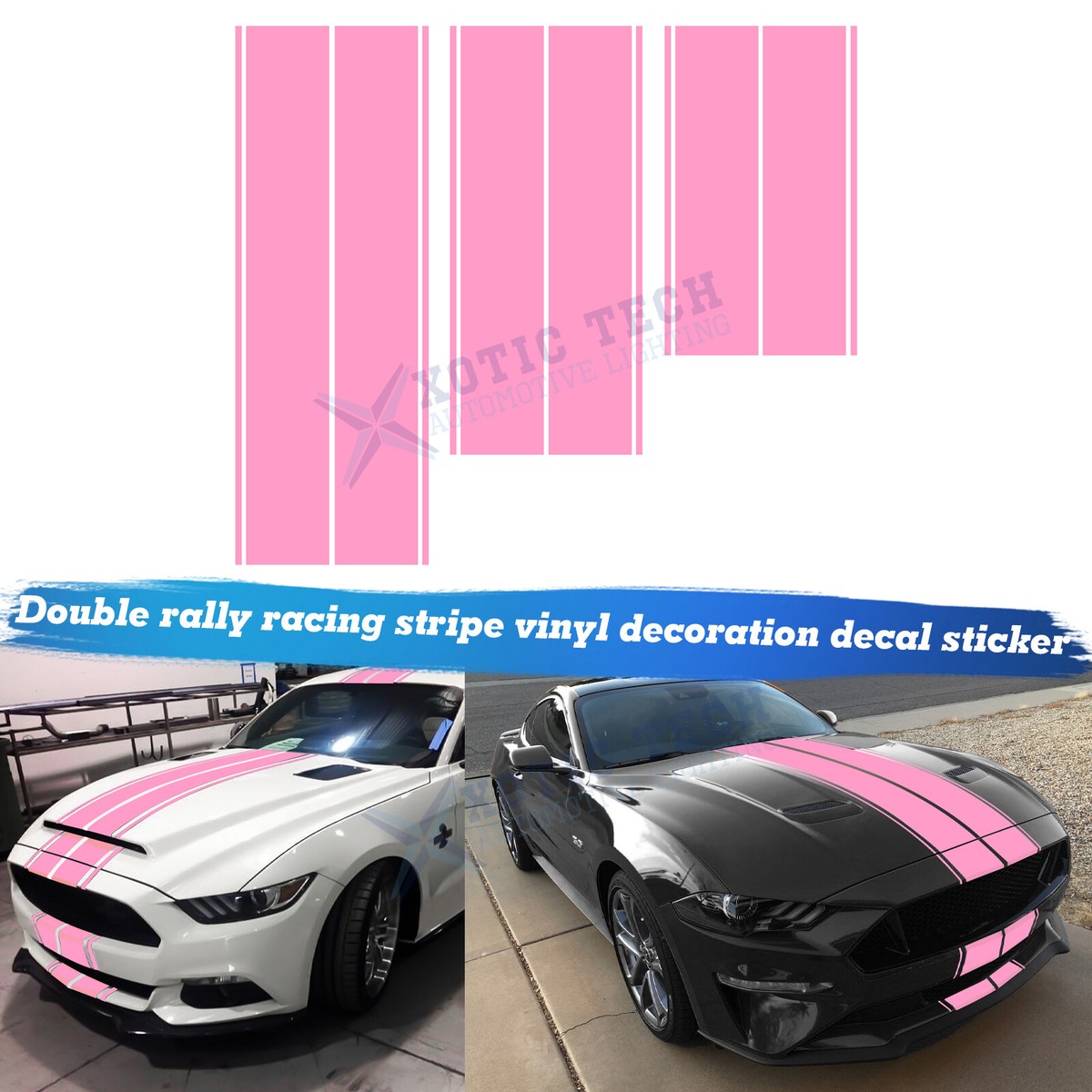 Pink Vinyl Racing Stripes 63''x11'' Racing Body Stripes Stickers,Cars