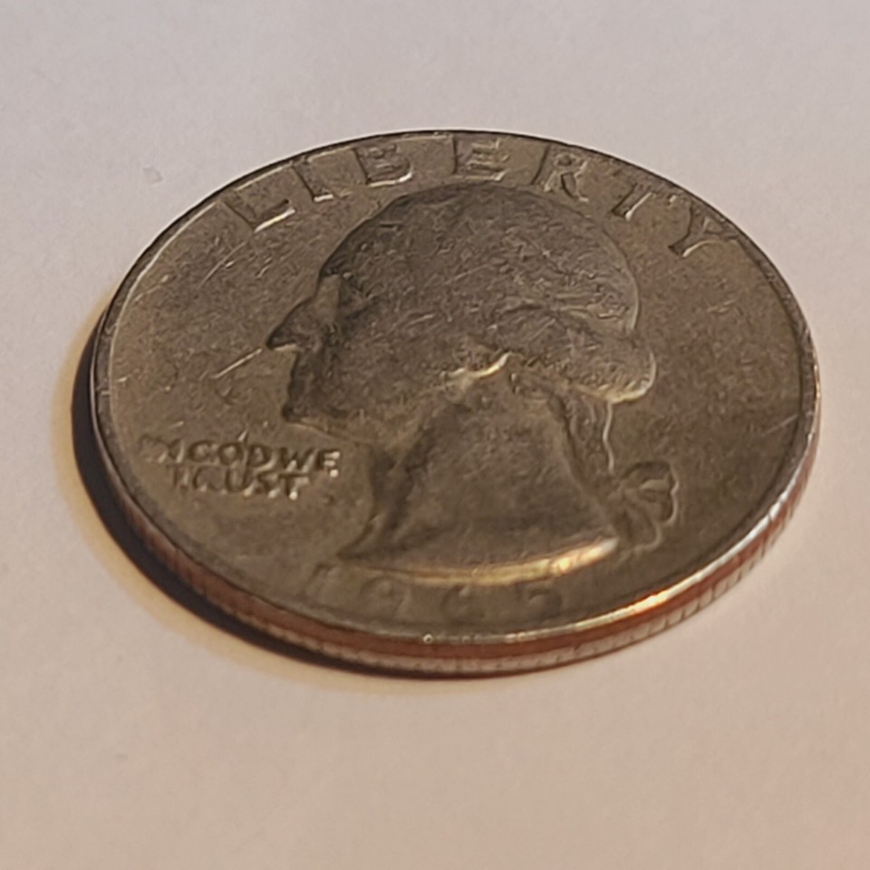 1965 Quarter No Mint Mark Error- Fine Coin- Letters On Edge-Rare C007 ...
