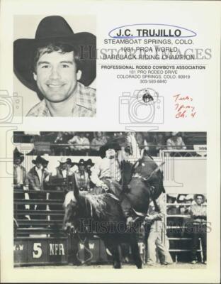 1981 Press Photo Rodeo Cowboy J.C. Trujillo Portrait & Action Shot ...