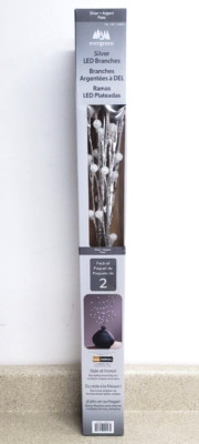 EVERGREEN 32” LED BUBBLE LIGHTS Décor Natural BRANCHES, SILVER, 2 Pack ...