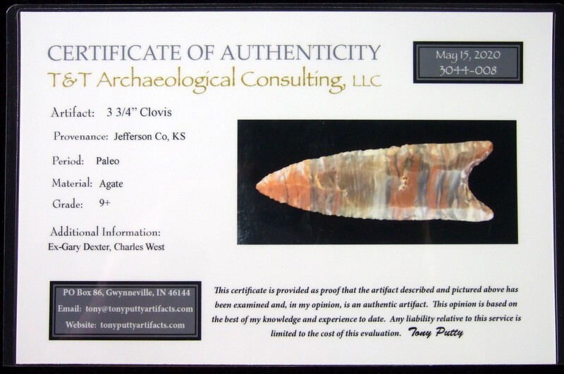 Exceptionally Fine 3 3/4 inch Kansas Clovis Point T&T COA Arrowheads | eBay