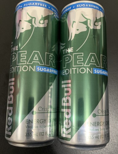 2 Cans Red Bull Sugar Free Crisp Pear Edition 12 fl oz Energy Drink ...