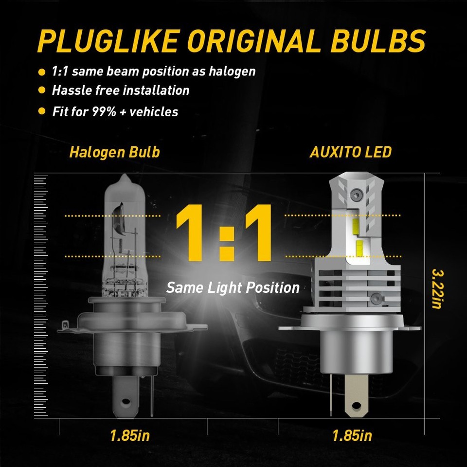 H4 9003 LED Headlight Car Bulbs & Truck High&Low Dual Beam Kit 6500K ...