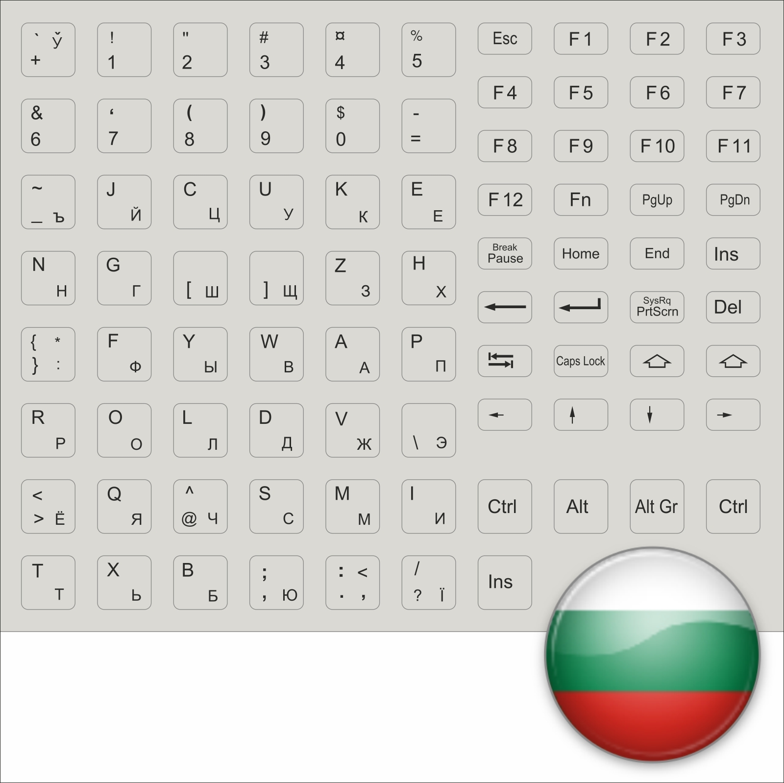 Keyboard Stickers Bulgarian Gray Key Sticker Grey Bulgaria New | eBay
