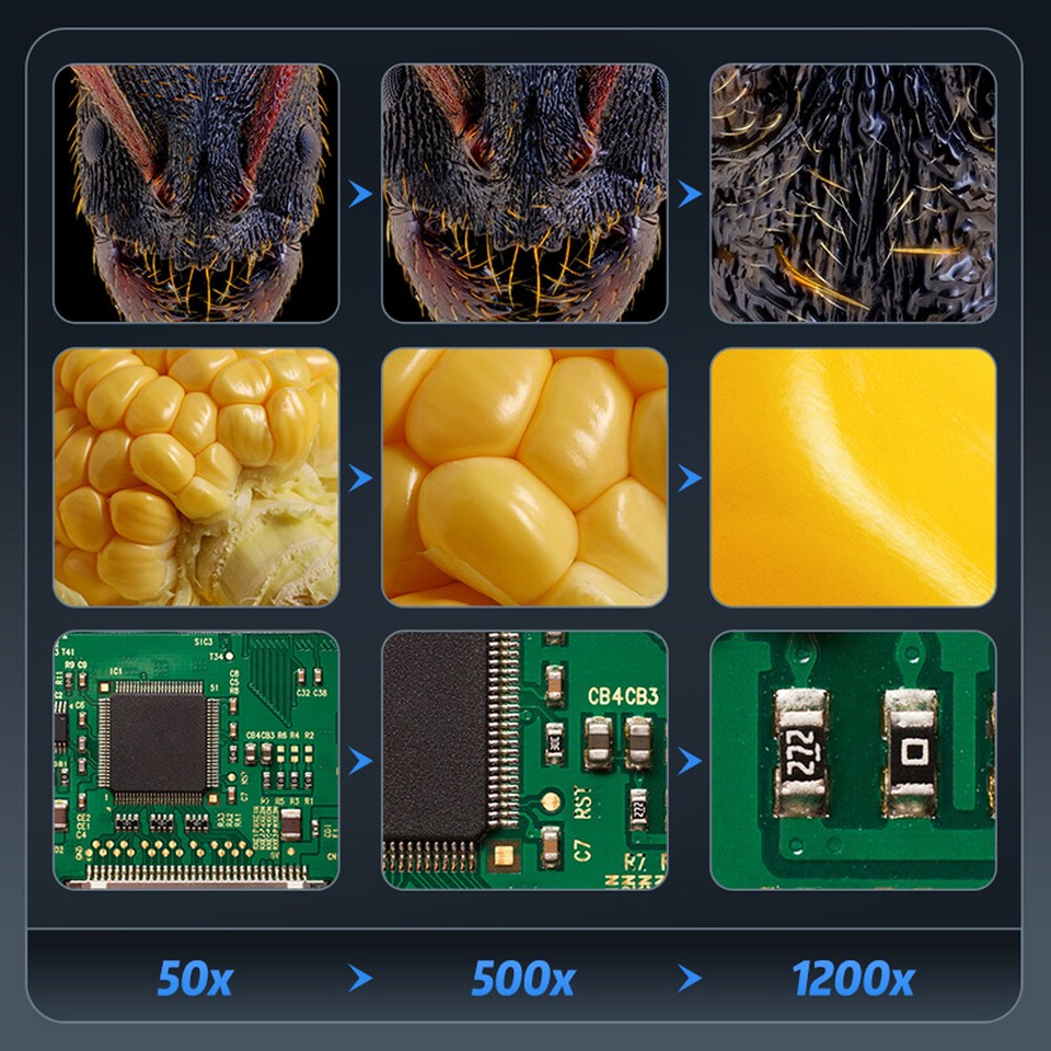 Digital Microscope 1200X Magnification Electronic Microscope 7 Inch IPS ...