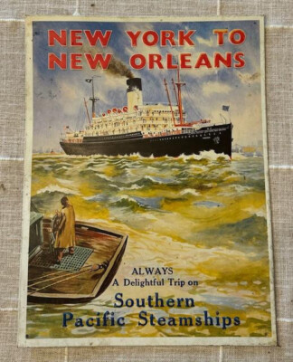 Vintage Tin Sign Southern Pacific Steamship New York to New Orleans ...