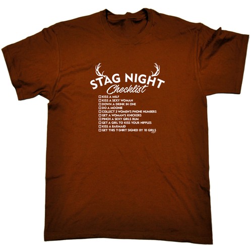 Stag Night Checklist Tshirt - Mens Funny Novelty T-Shirt Tshirts | eBay ...