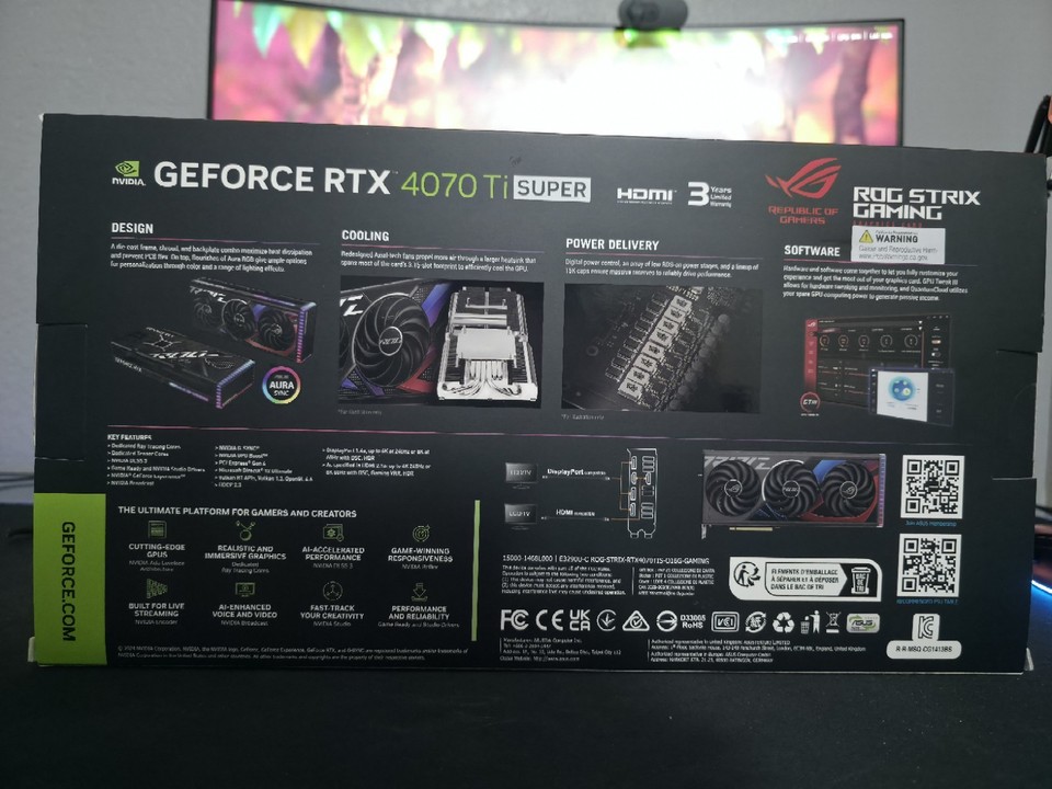 ASUS ROG Strix GeForce RTX 4070 Ti SUPER OC 16GB GDDR6X RGB Ray Tracing ...