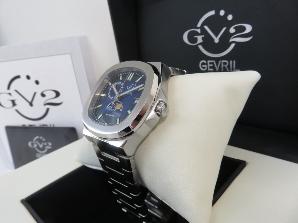 GV2 by Gevril Men's 18401B Potente Moon Phase Swiss Automatic Sellita ...