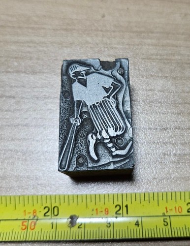 Vintage Letterpress Printing Block Baseball Player Bat | eBay