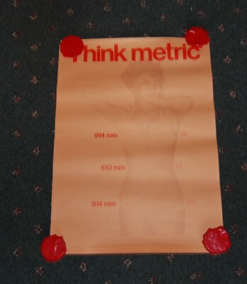 Vintage Think Metric Poster Pin-Up with her measurments | eBay