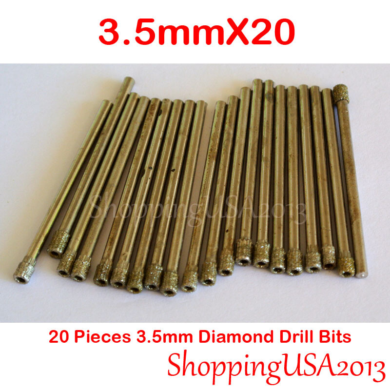 20Pcs 3.5mm DIamond Drill Bits Set Hole Saw Cutter Chunk Glass Granite ...