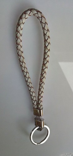 White Leather Plaited Stainless Steel Key Ring Holder | eBay