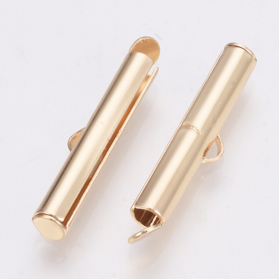 500 pcs Brass Slide On End Clasp Tubes Slider End Caps Crafts Jewelry ...