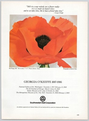 Georgia OKeeffe Red Poppy Southwestern Bell Art Exhibit 1987 Print Ad ...