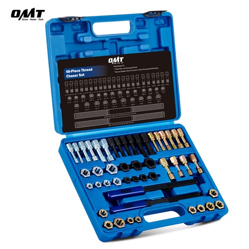 48 Piece Thread Chaser Set Rethreading Taps Dies Thread Files in Metric ...