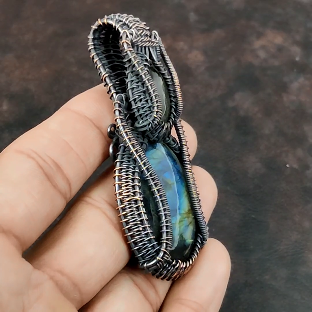 Labradorite Wire Wrapped Pendant Handcrafted Copper Ethnic Jewelry 3.07 ...