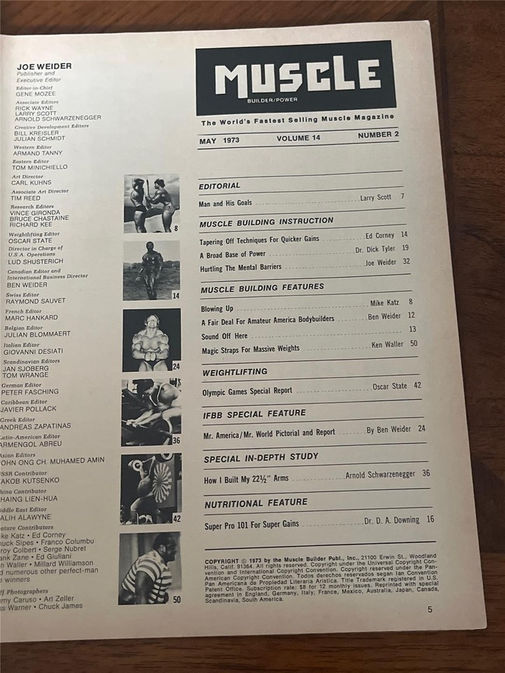 MUSCLE BUILDER bodybuilding magazine ED CORNEY/Arnold Schwarzenegger 8 ...