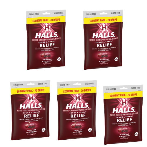 Halls Sugar-Free Black Throat Sweets - Black Cherry Flavor Drops (5 ...