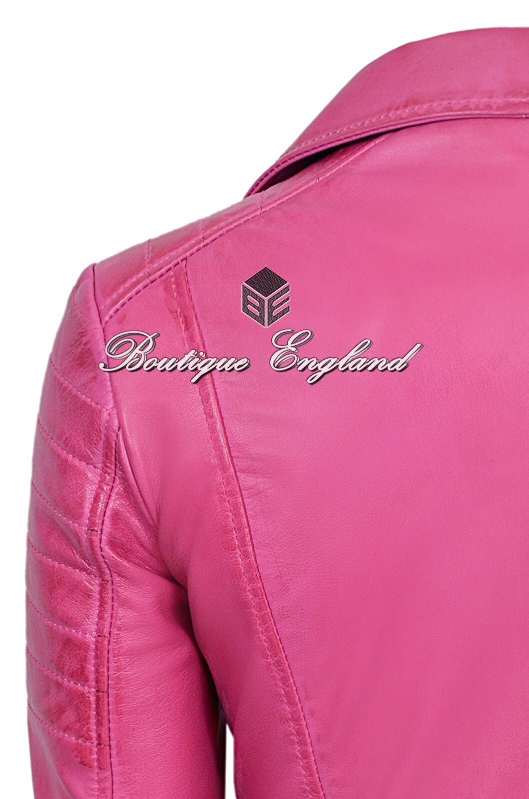Ladies Short Body Leather Jacket Fuchsia Pink Biker Style 100% REAL ...