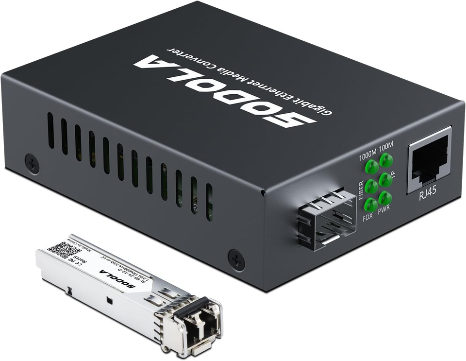 Gigabit Ethernet Media Converter, Multi Mode Dual LC Fiber to Ethernet ...