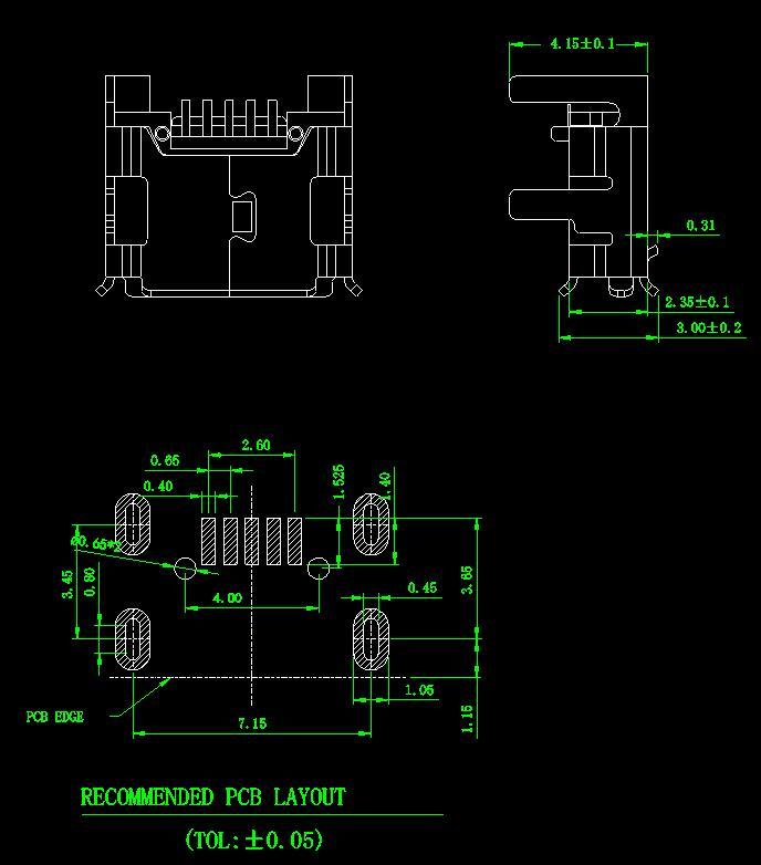 20Pcs Micro USB Type B Female Socket 4 Vertical Legs fixed Solder ...