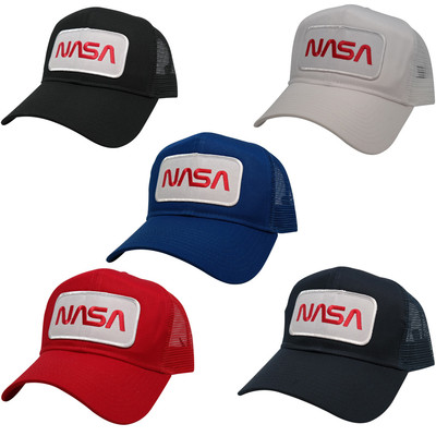 NASA Worm Red Text Patched Mesh Baseball Cap - Free Shipping | eBay