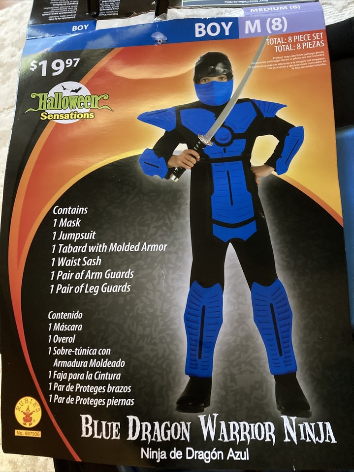 Halloween Costume Complete Blue Dragon Warrior Ninja Fighter Size ...