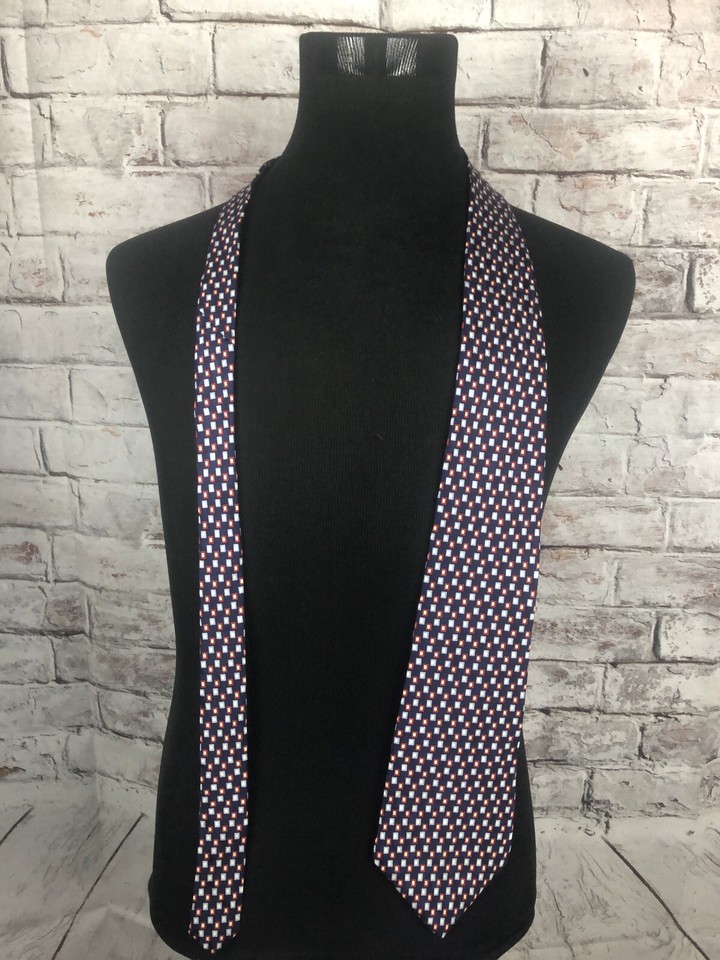 Joe Boxer Mens Silk Geometric Necktie Navy Blue Red White Tie GUC | eBay