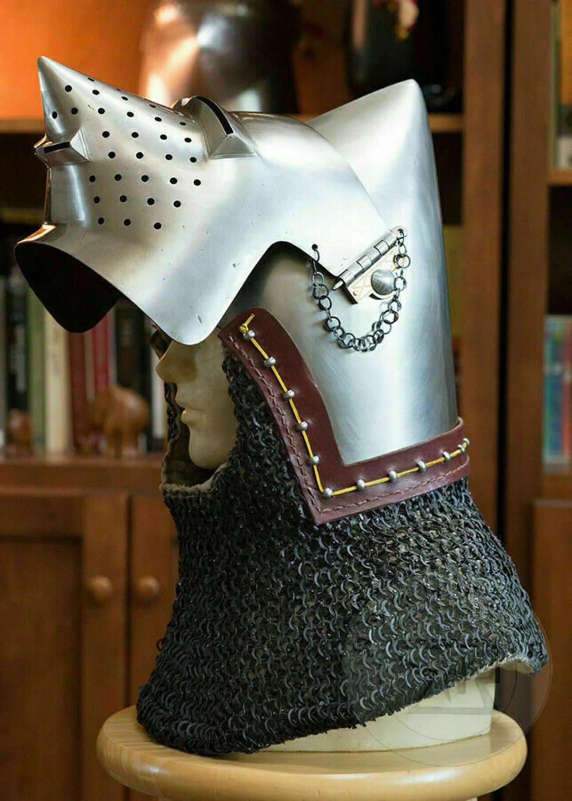 Custom SCA HNB 16 Gauge Steel Medieval Churburg Bascinet Helmet w ...
