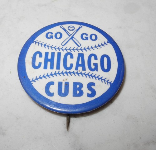 1960's Baseball GO GO Chicago Cubs Crossed Bats Souvenir Pin Button ...