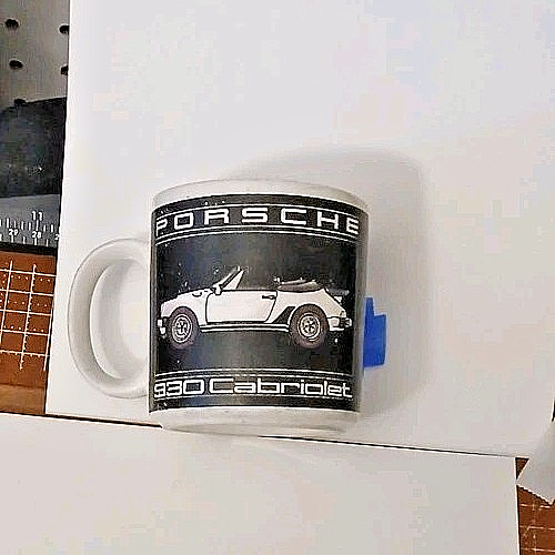 1988 Porsche Coffee Mug Cabriolet 930 Black White Distressed | eBay