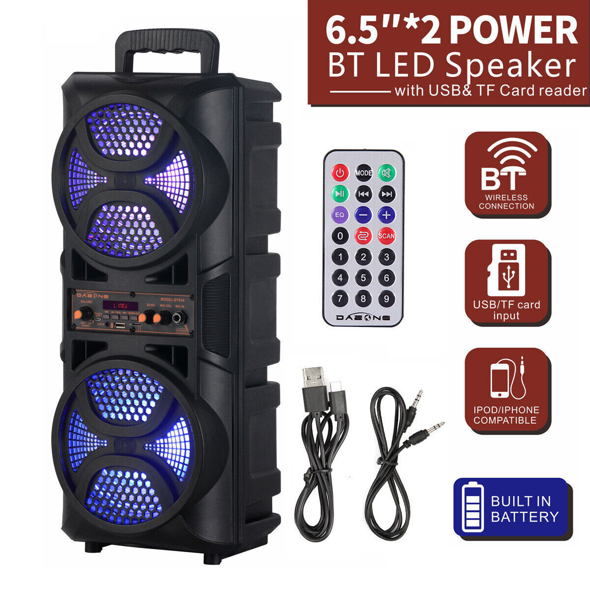 3000W LOUD Bluetooth Speaker BT Karaoke Portable Heavy Bass Stereo Sound & Mic
