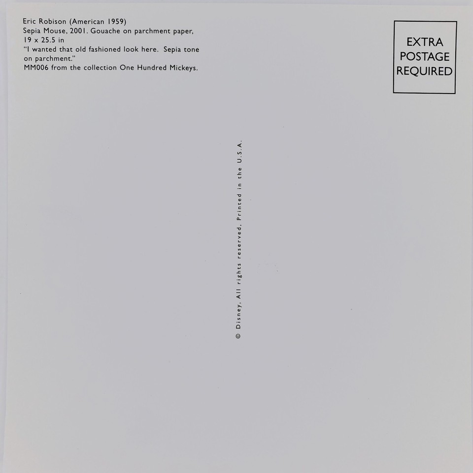 Mickey Mouse Postcard Eric Robison Disney 100 Mickeys Sepia Mouse ...