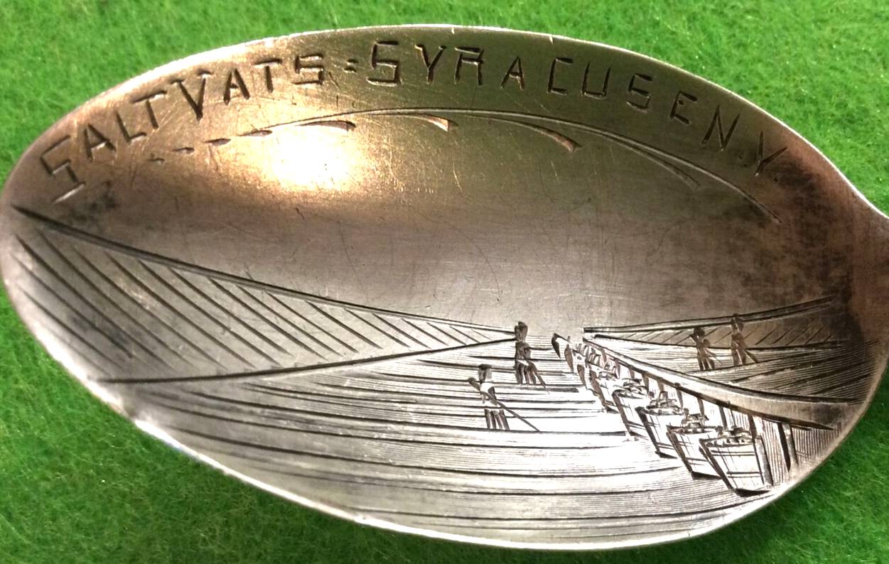 X RARE! Salt Vats Syracuse New York 6" Sterling Souvenir Spoon Lily of ...