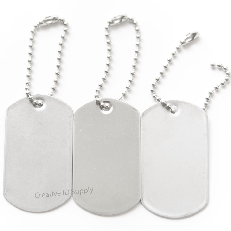 1000 BLANK STAINLESS STEEL DOG TAGS SHINY/MATTE MILITARY SPEC WITH/OUT ...