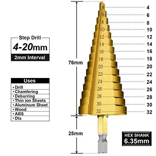 3PCS HSS Step Bits, High Speed Steel Step Drill Bits Set - (4-12mm, 4 ...