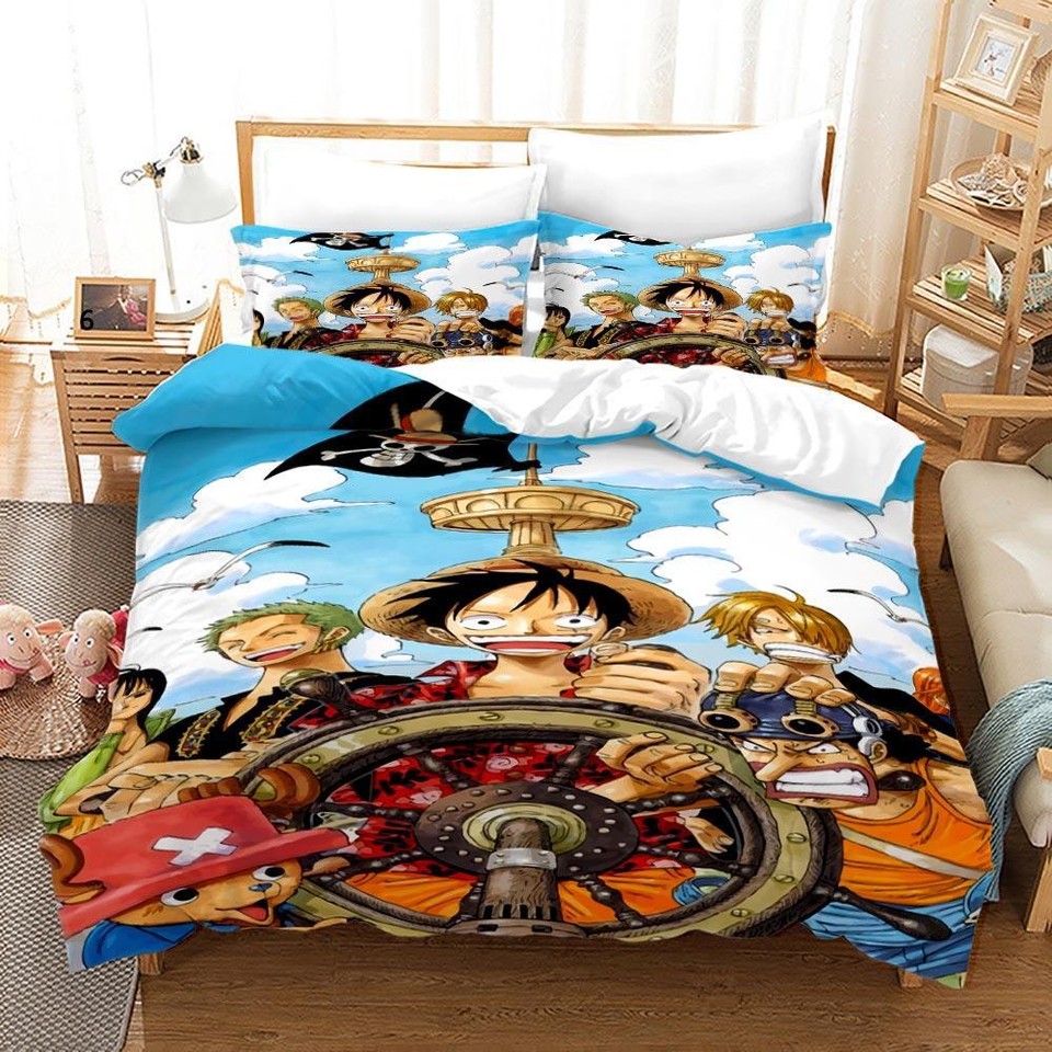 One Piece Anime Bedspread Luffy Doona Quilt Duvet Cover Single Double ...