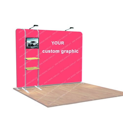 10ft Tension Fabric Trade Show Display Backdrop Wall with TV Mount Two ...