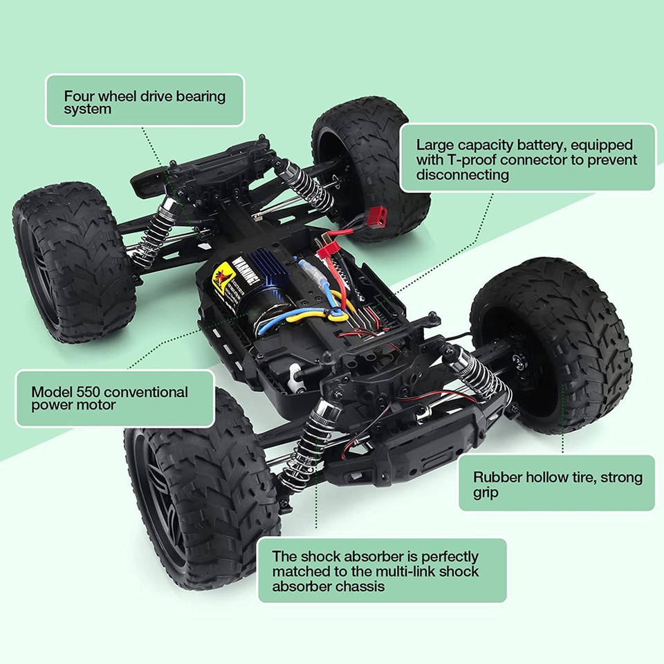 RC 4WD Basher Truck 16mph Speed On & Off Road Crawler Drift Monster Big ...