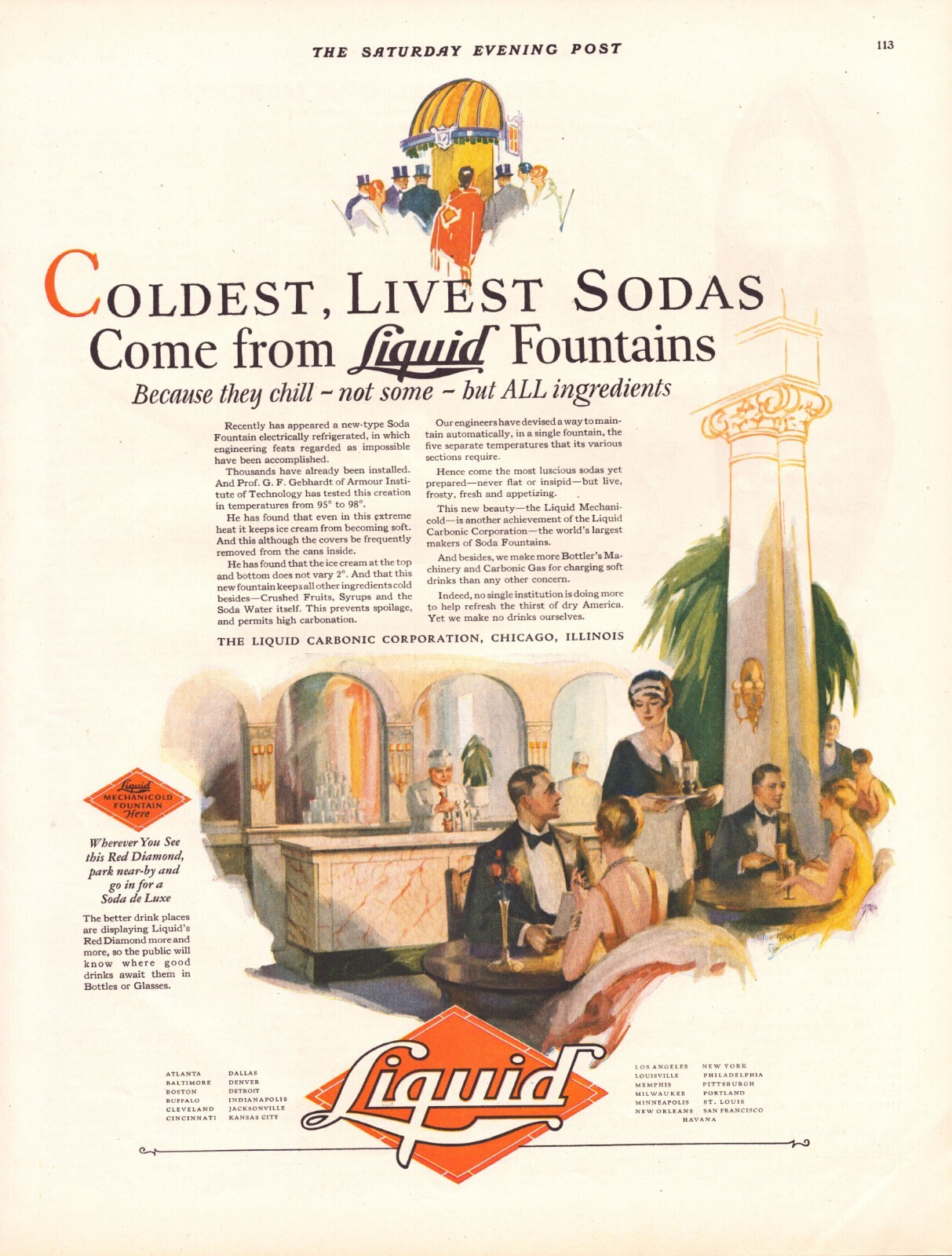 1927 Liquid Soda Fountains Print Ad Carbonic Chicago Illinois Mechani ...