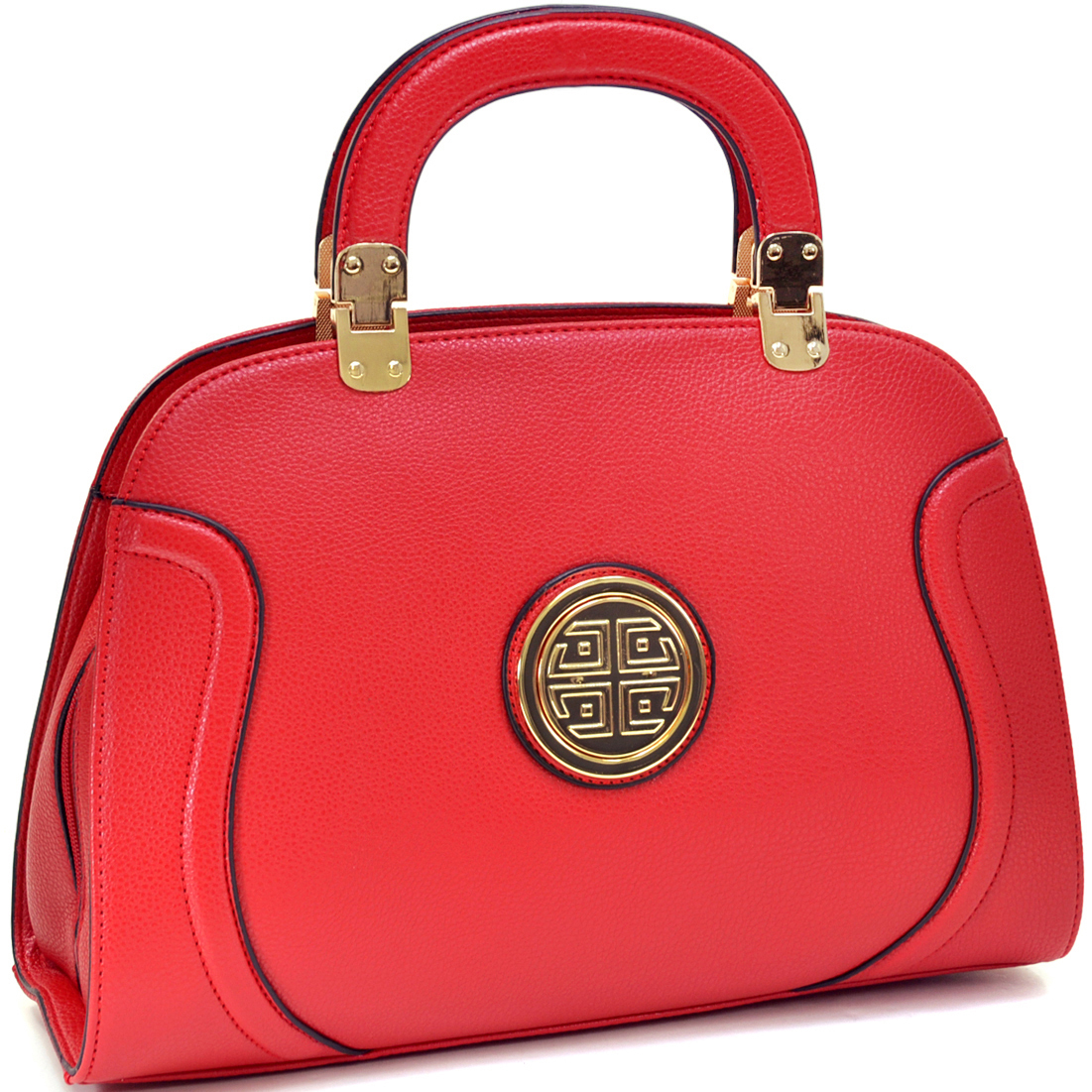 Dasein Womens Handbags Stitched Zip Around Gold Emblem Satchels Tote ...