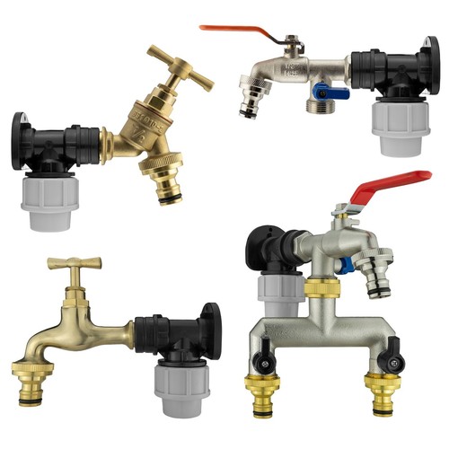 MDPE Compression Wall Flange Plate + Hozelock Compatible Quick Connect ...