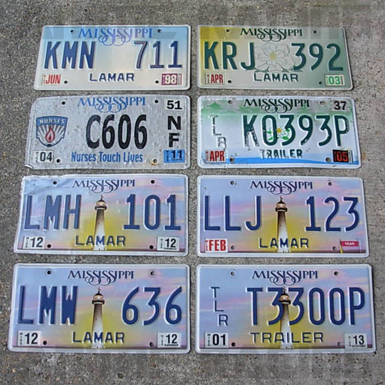 LOT SET OF 8 MiSSiSSiPPi MS LiCENSE PLATES UNiTED STATES US USA ANTiQUE ...