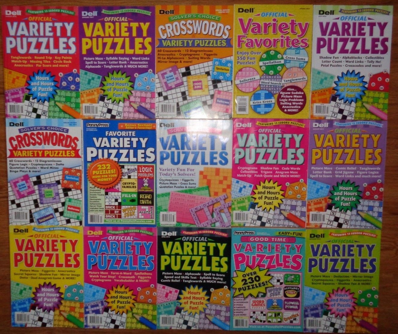Lot of 2 Penny Press Dell Variety Puzzle Books FREE SHIPPING MIXED ...