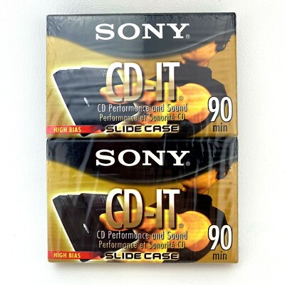 Sony CD-IT 2 Pack High Bias 90 min Audio Cassette Slide Case Brand New ...