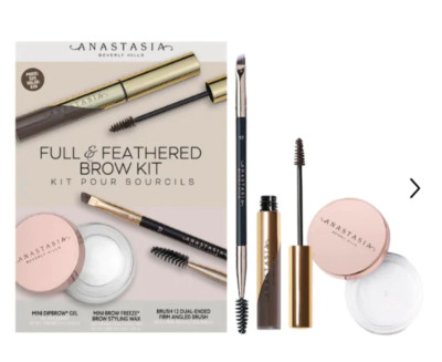 Anastasia Full & Feathered Brow Kit DIP BROW GEL FREEZE WAX BRUSH #12 3 ...